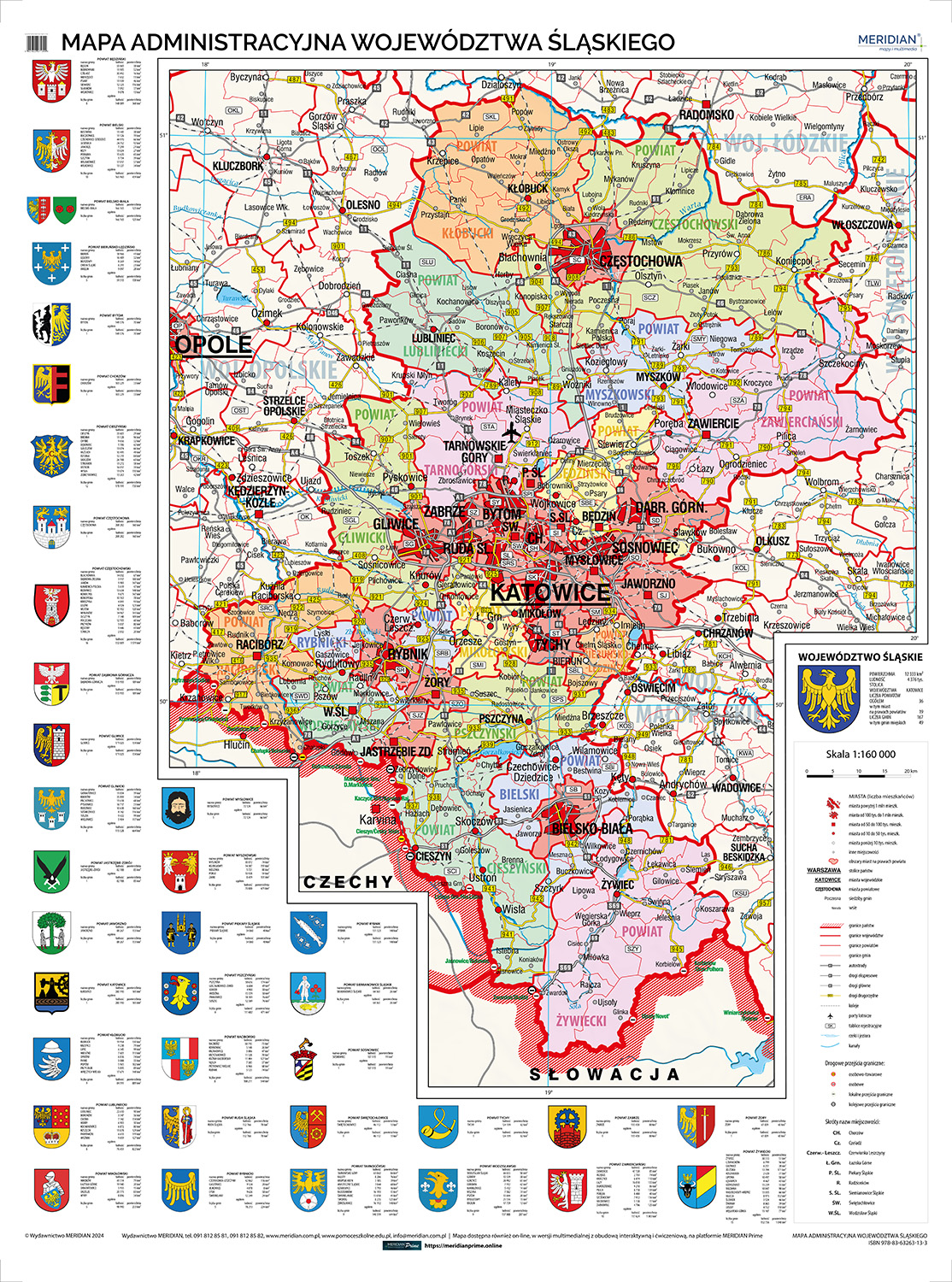 Mapa administracyjna województwa śląskiego | Wydawnictwo Meridian
